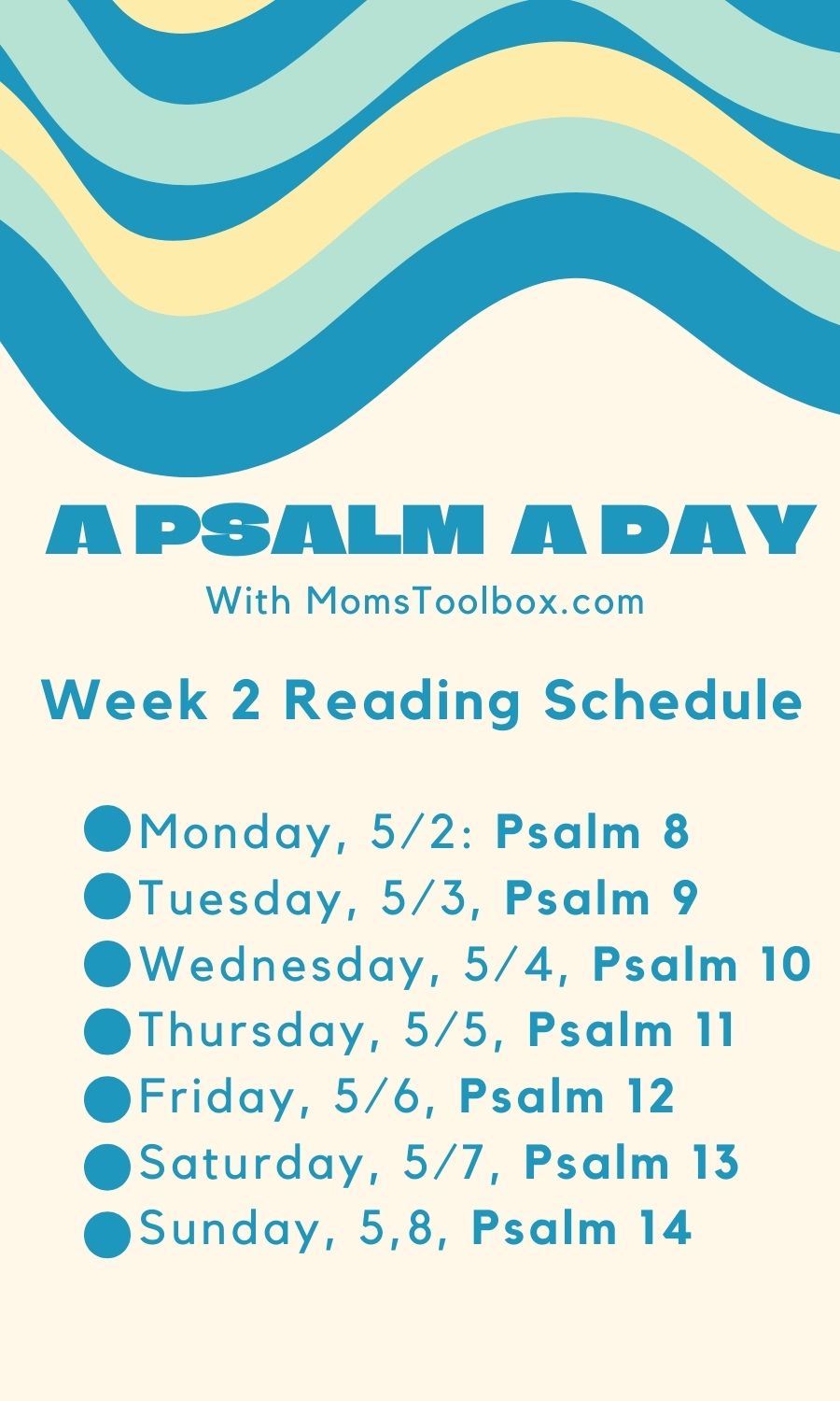 A Psalm A Day Week 2 Reading Schedule